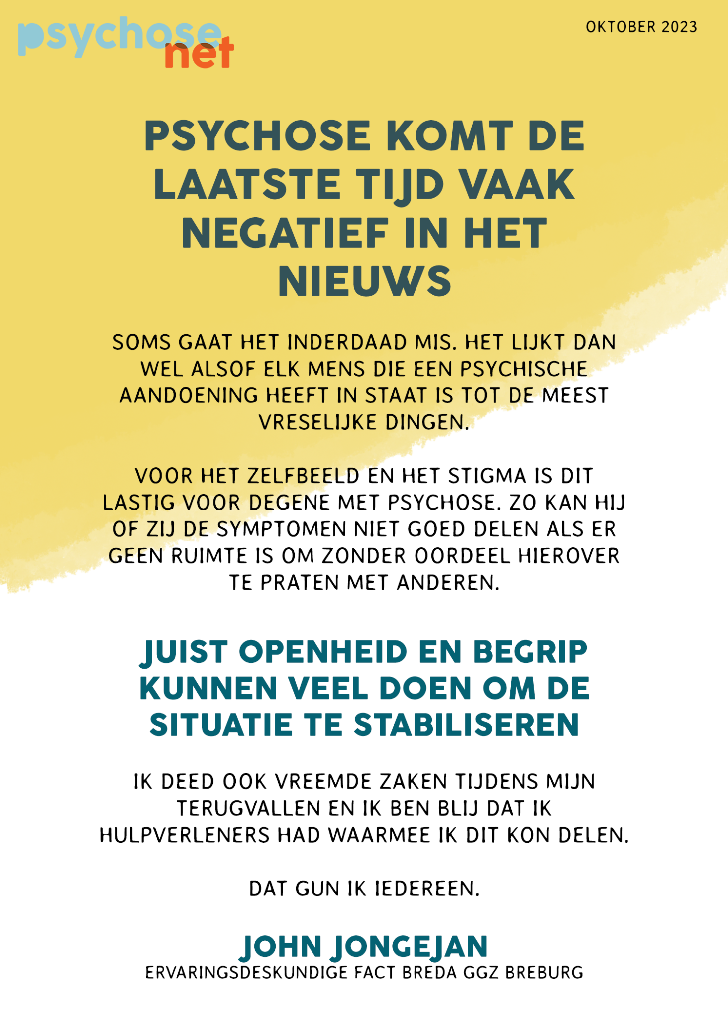 Openheid en begrip doen veel - psychose in het nieuws * PsychoseNet